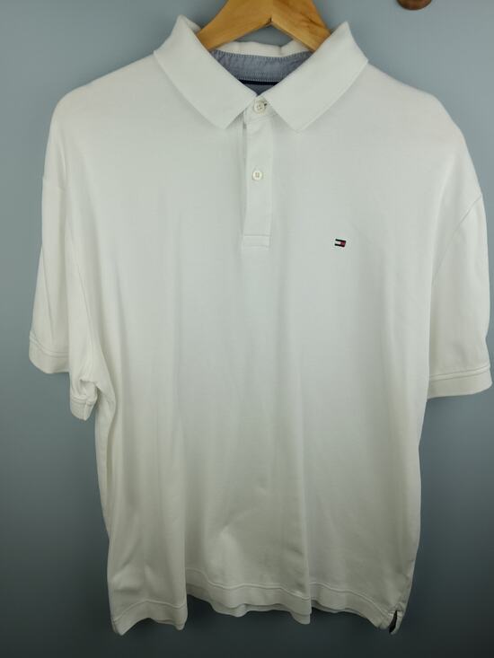 Tommy Hilfiger | Shirts | Tommy Hilfiger White Mens Polo With Flag Logo ...